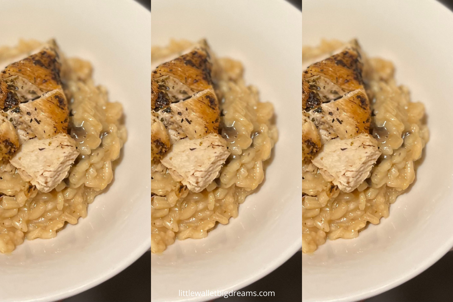 Simple Mushroom Risotto with Herb Crusted Chicken